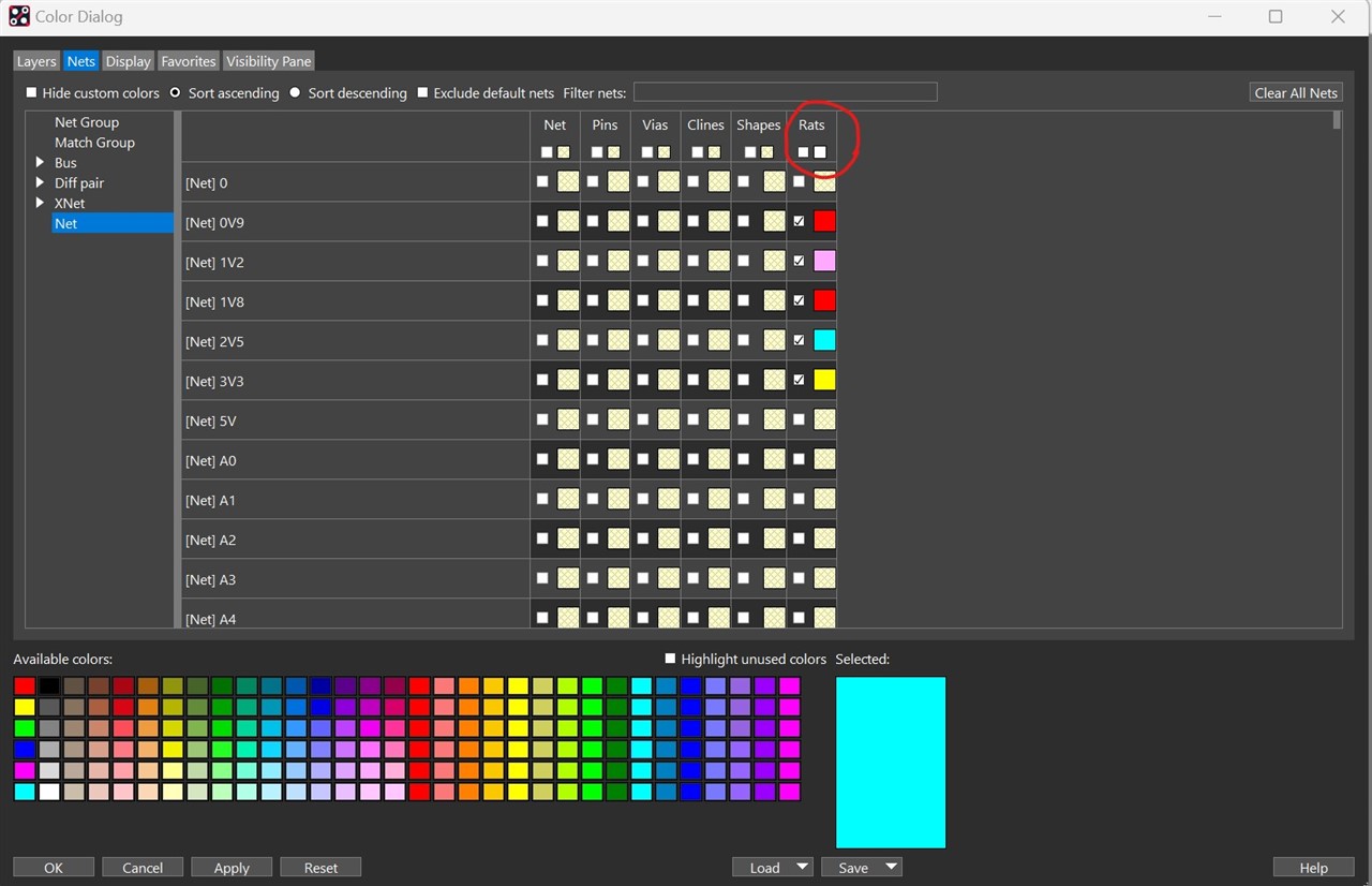 Change Ratnest Color without Changing Net Color - Allegro X PCB Editor - PCB Design & IC ...